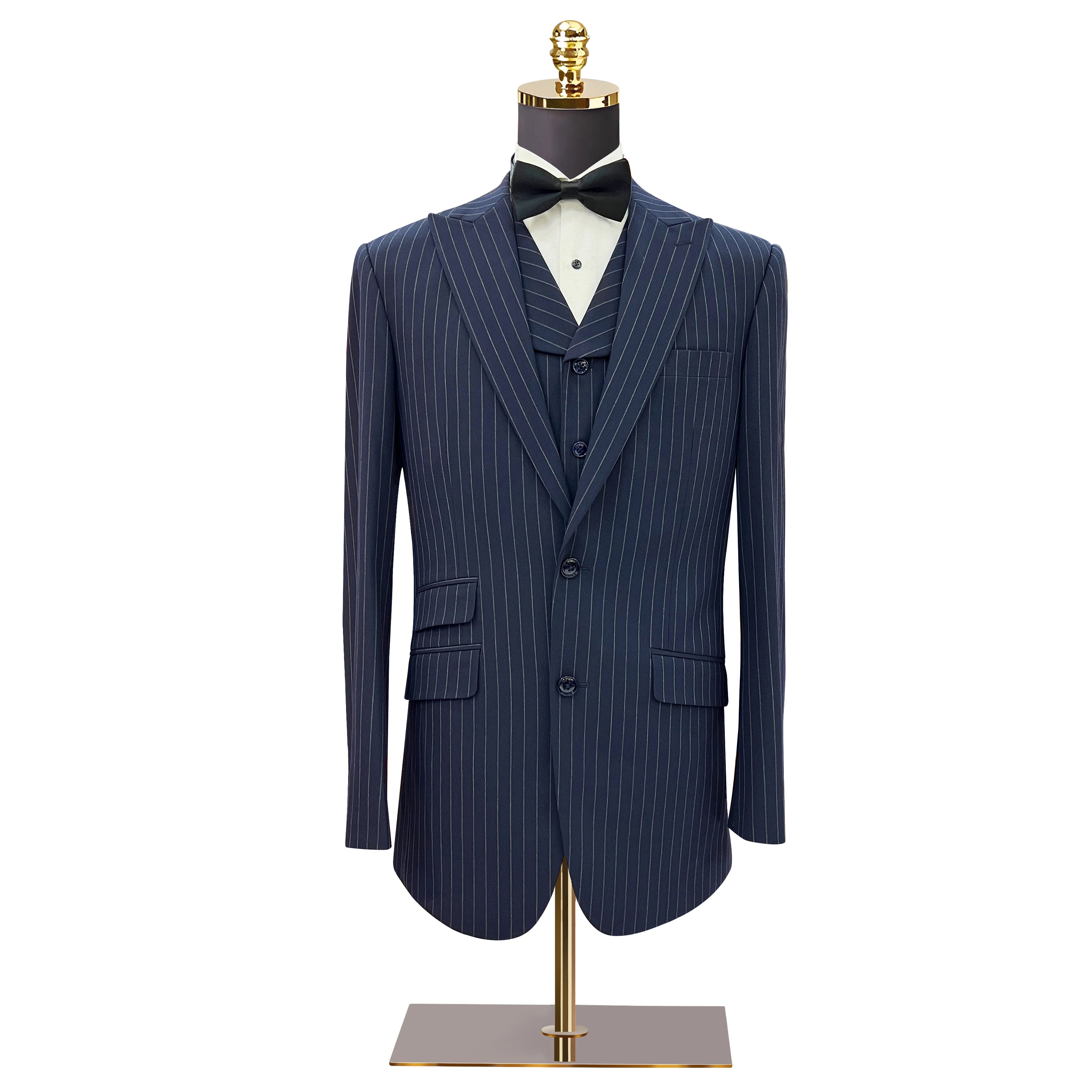 Advanced single breasted suit blue striped jacket men's slim fit suit ...